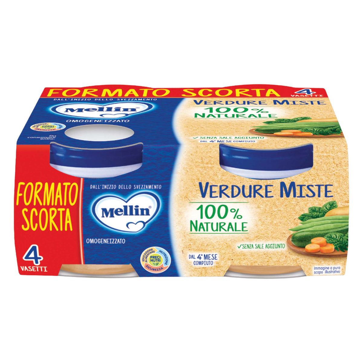 Mellin Omogeneizzato di Verdure Miste 320 g (4x80 g) – Io Bimbo